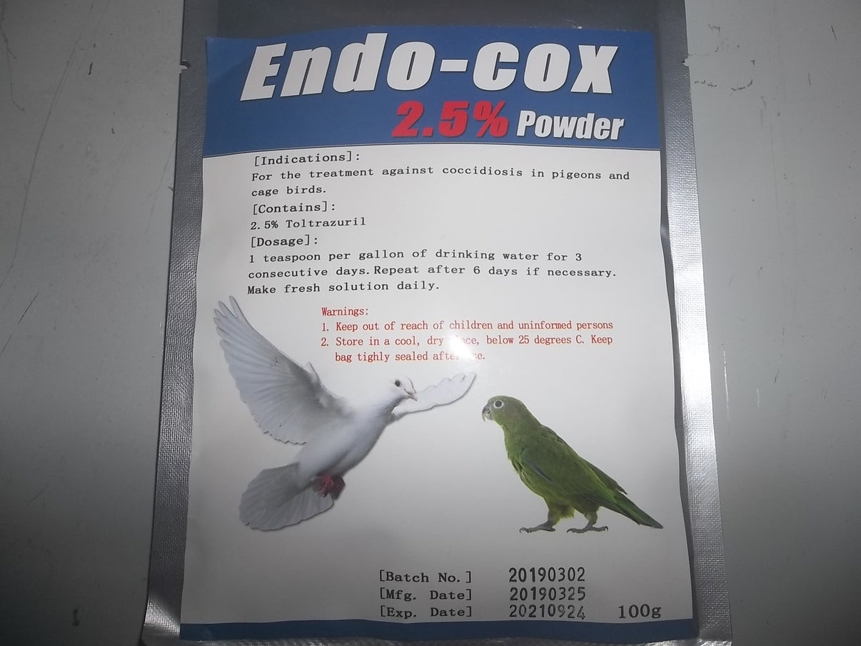 Endo-Cox 2.5% pdr (100 grams) – Pigeon Supplies Plus