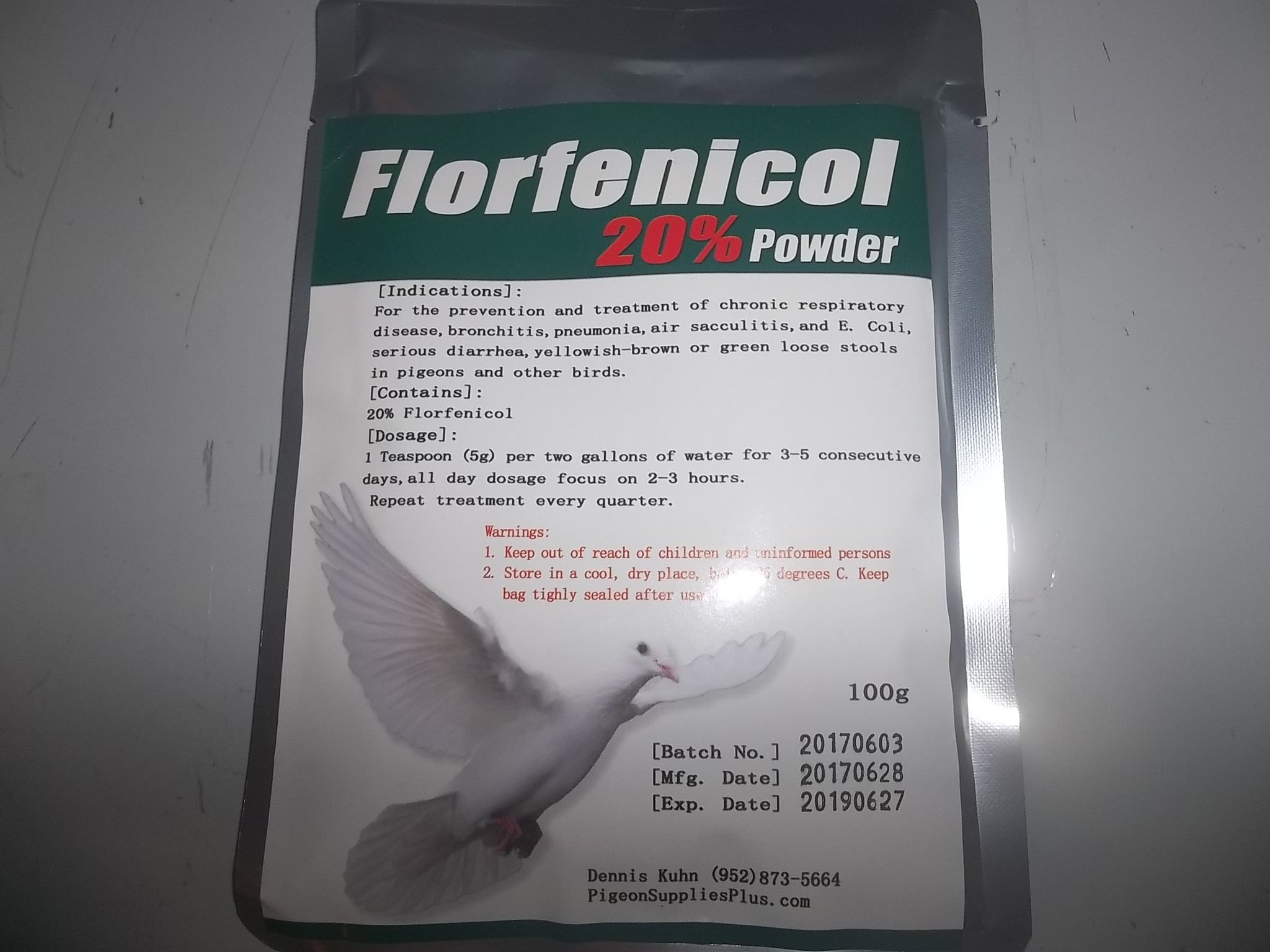 Florfenicol 20% pdr 100 grams – Pigeon Supplies Plus